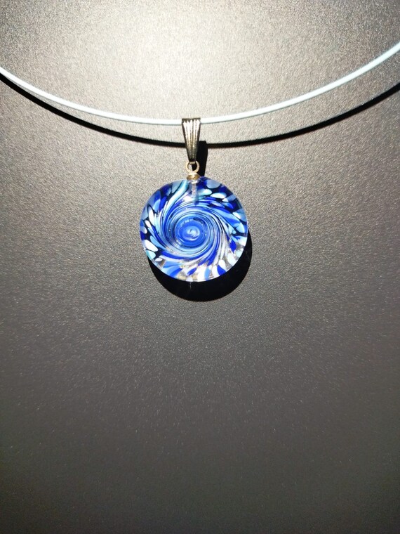 Blue Murano Glass Necklace Handmade Millefiori Pendant Blue Etsy