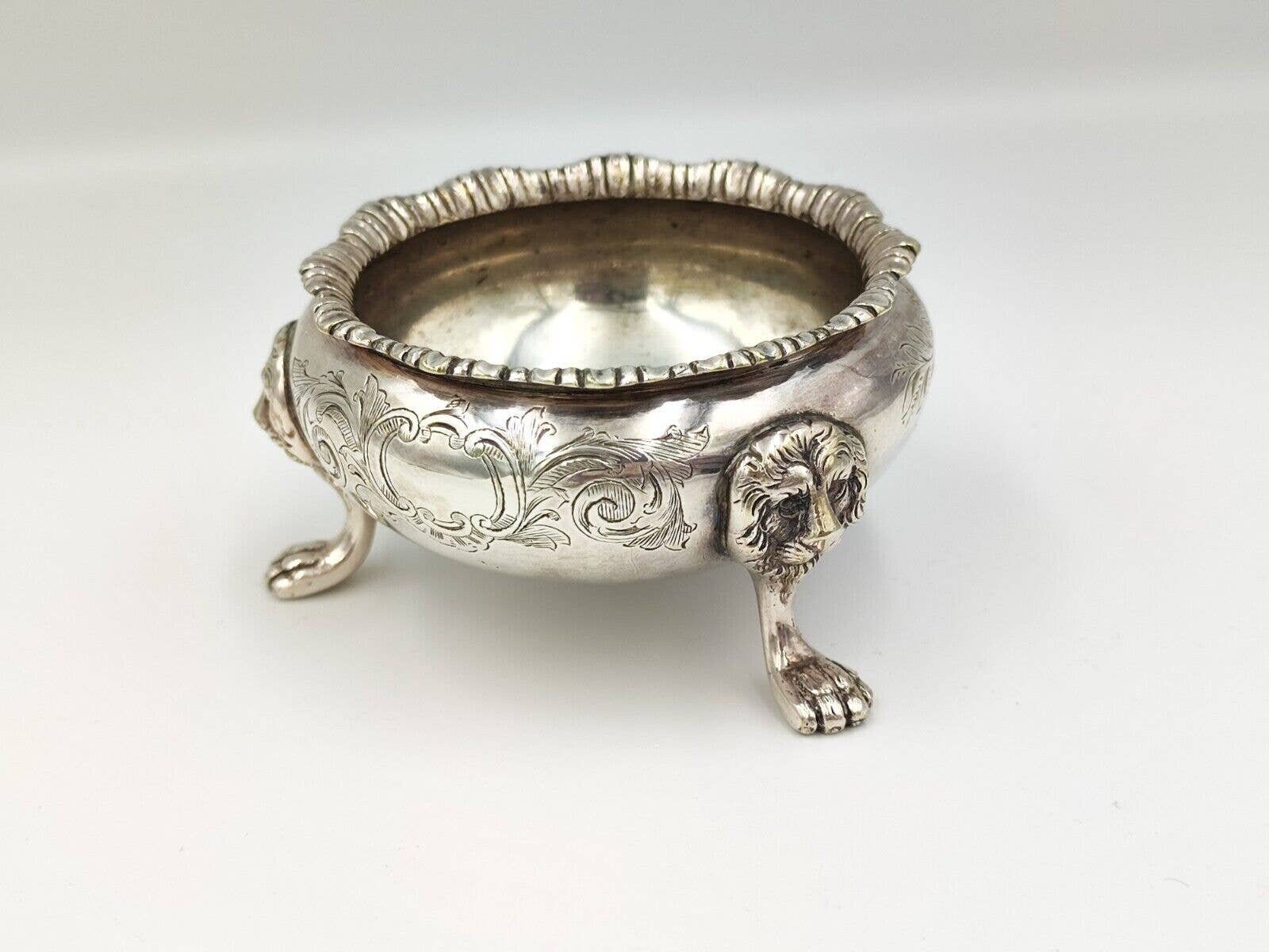 Antique Lion Head Vintage Silver Salt Cellar Lion Footed Vintage Silver ...