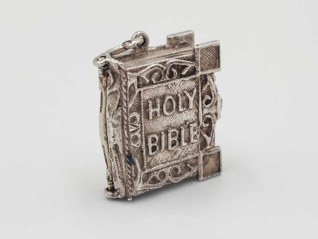 Vintage Sterling Silver Opening Bible Charm With the Lords Prayer ...