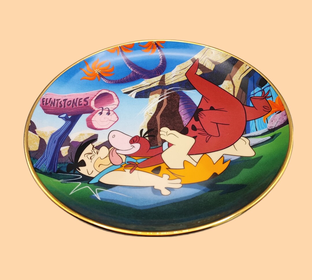 Vintage 90s Flintstones Franklin Mint Collector Round Plate | "welcome ...