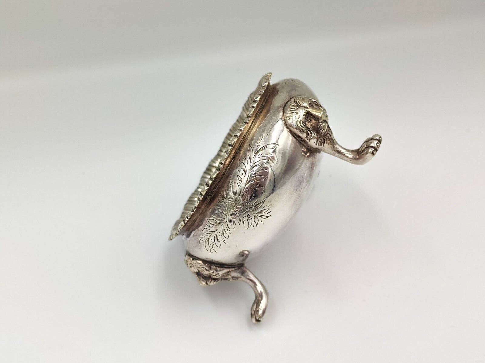 Antique Lion Head Vintage Silver Salt Cellar Lion Footed Vintage Silver ...