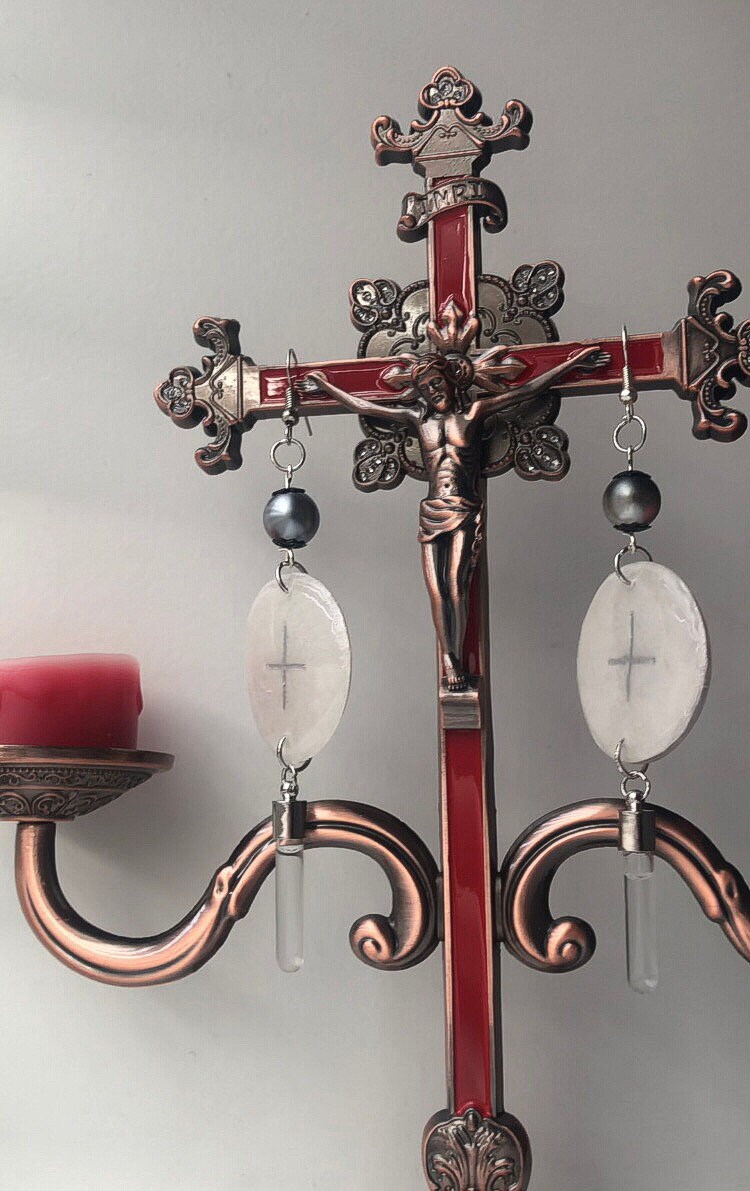 REAL unconsecrated Communion Wafer Holy Water Earrings - Etsy