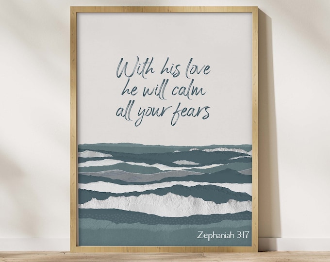 Zephaniah 3:17 God's Love Calms Rolled Poster 5"x7" - 28"x40" Bible ...
