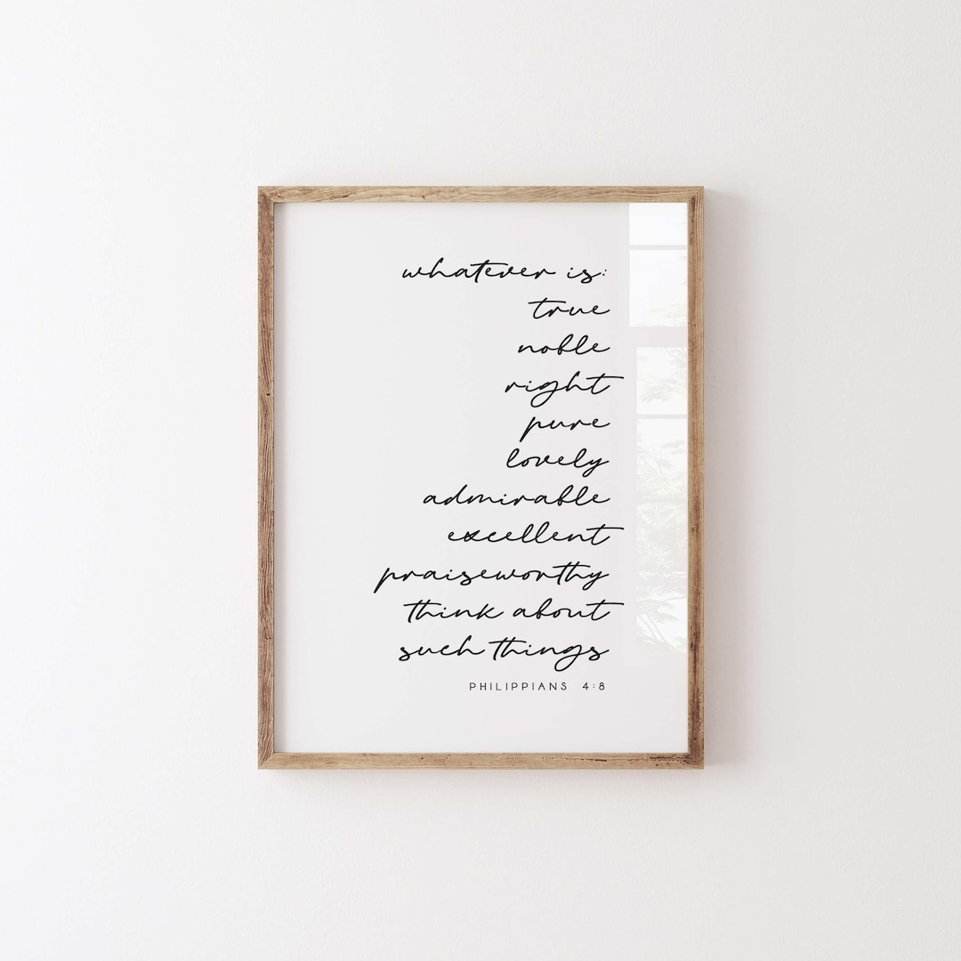 Whatever is True, Printable Bible Verse Wall Art, Philippians 4:8 ...