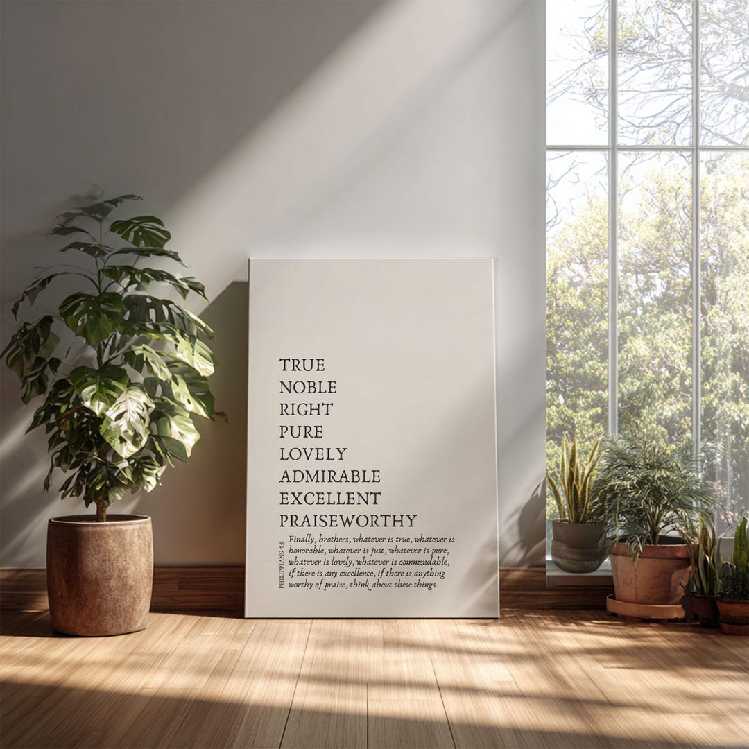Philippians 4:8 Scripture Wall Art, Bible Verse Print, Christian Home ...