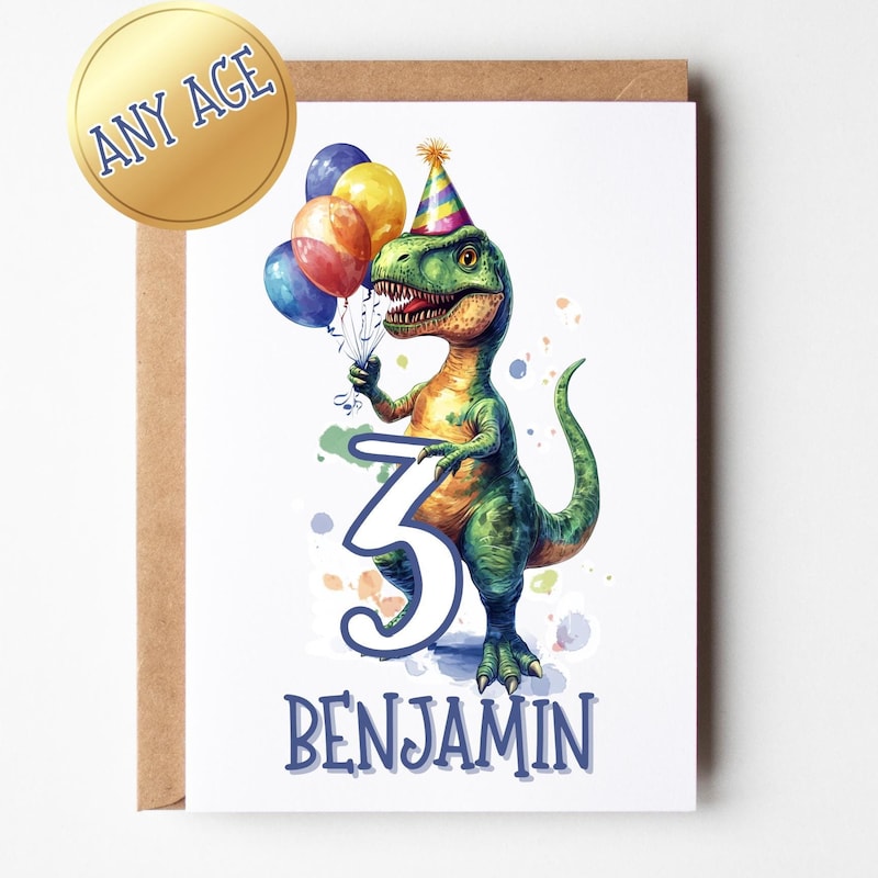 Age 6 Dinosaur Card - Etsy