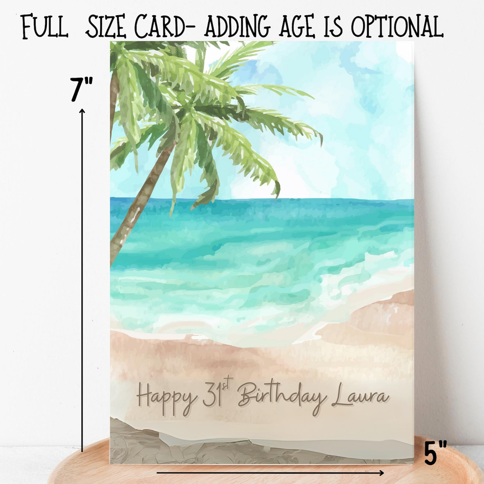 Beach Birthday Card, Personalized, Optional Inside Messages - Etsy