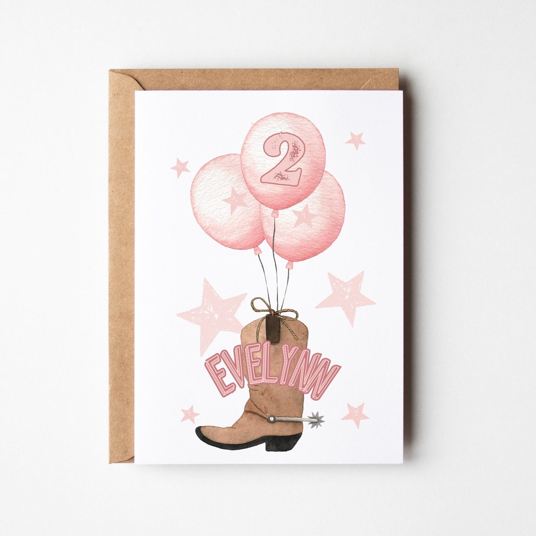 Cowgirl Boot Birthday Card, Personalize With ANY Age, Optional Inside ...