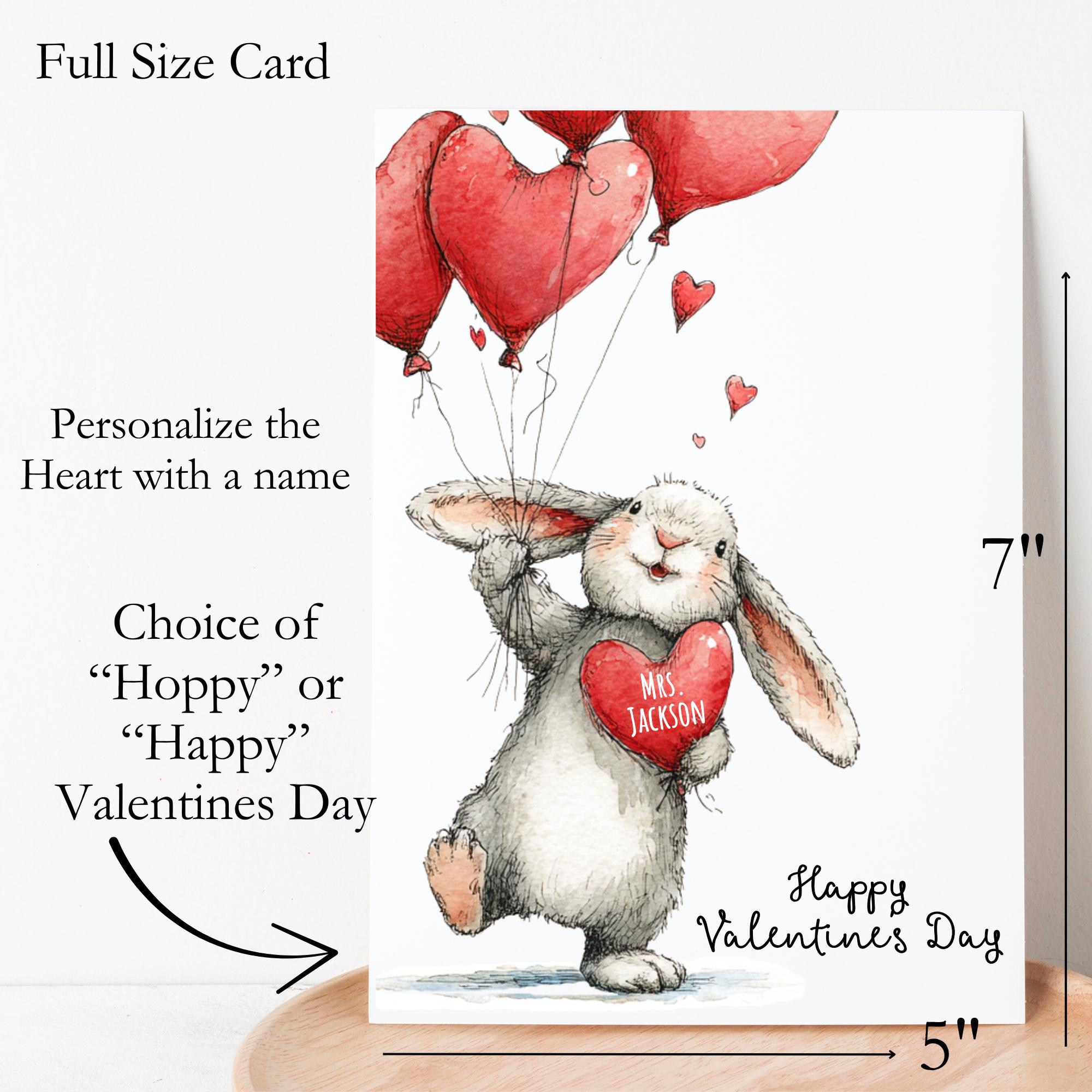 Bunny Valentines Day Card, Personalized - Etsy