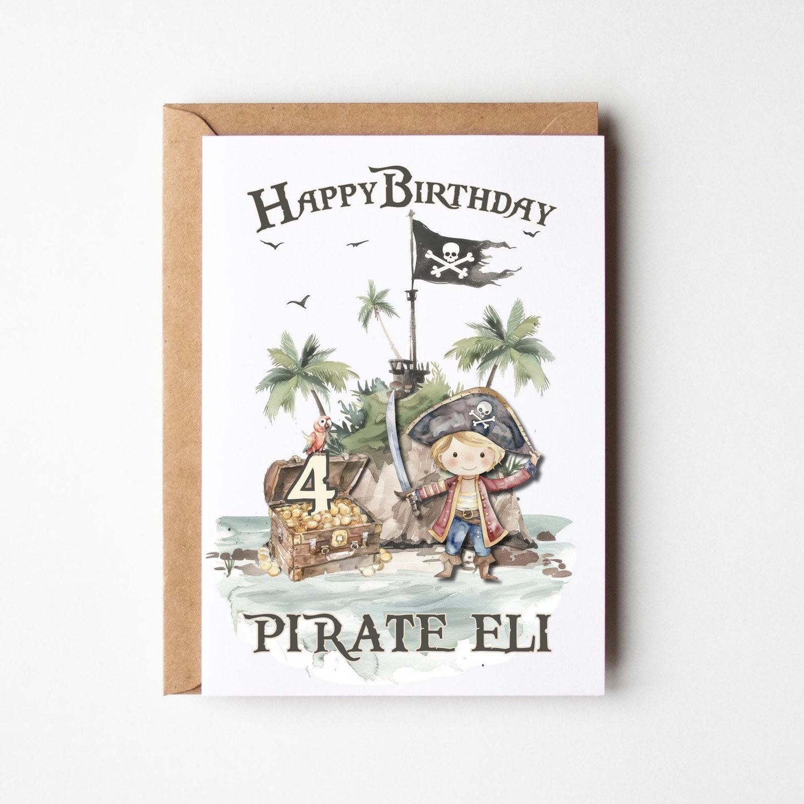 Pirate Birthday Card, ANY Age, Personalized, Pirate Party, for Boy, for ...