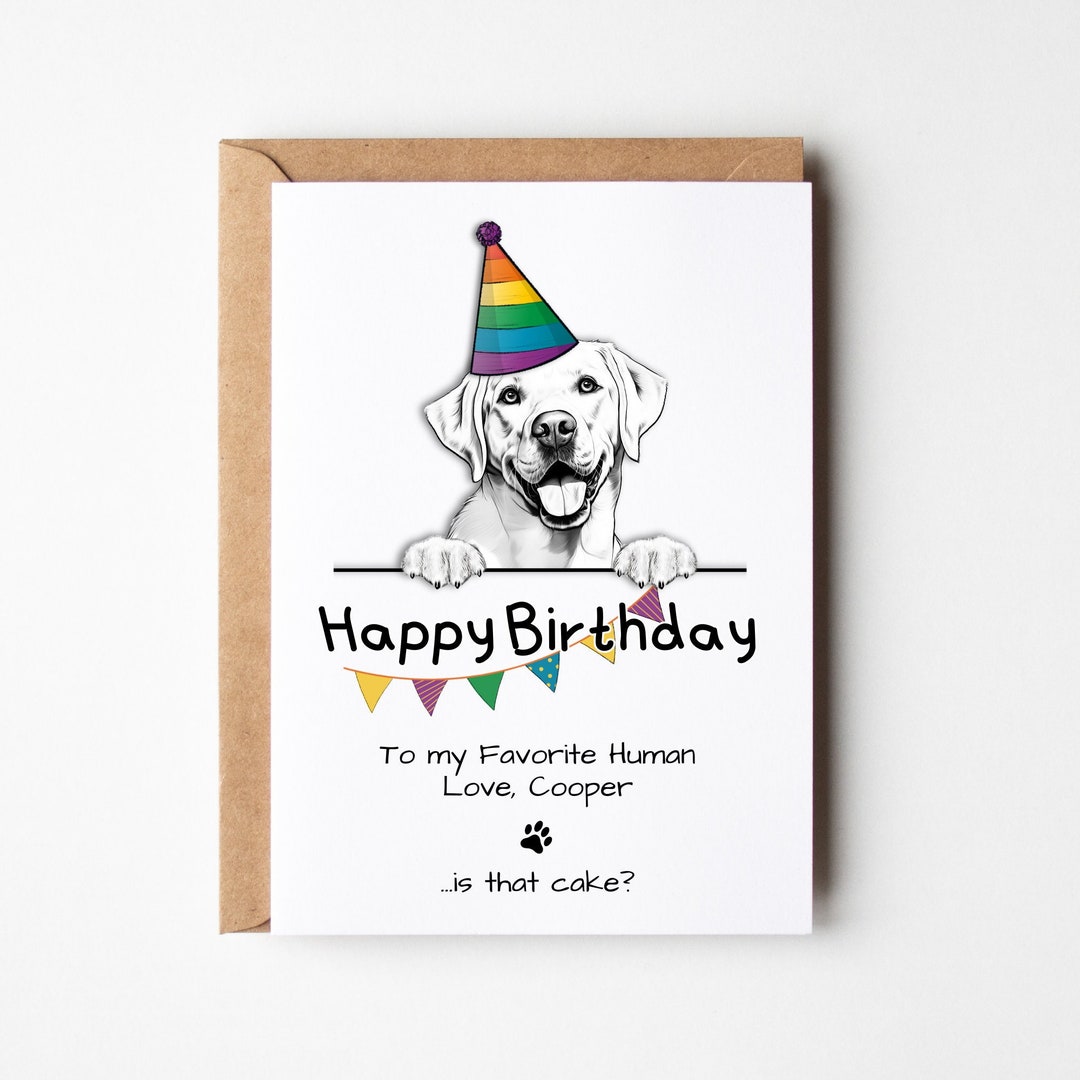 Labrador Birthday Card, for Dog Lover, Personalized Card, From the Dog ...