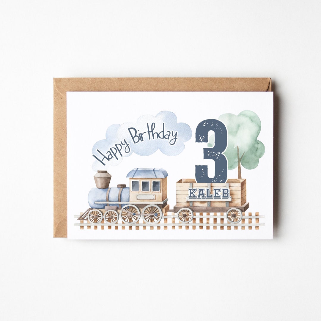 Train Birthday Card - Personalized - Etsy