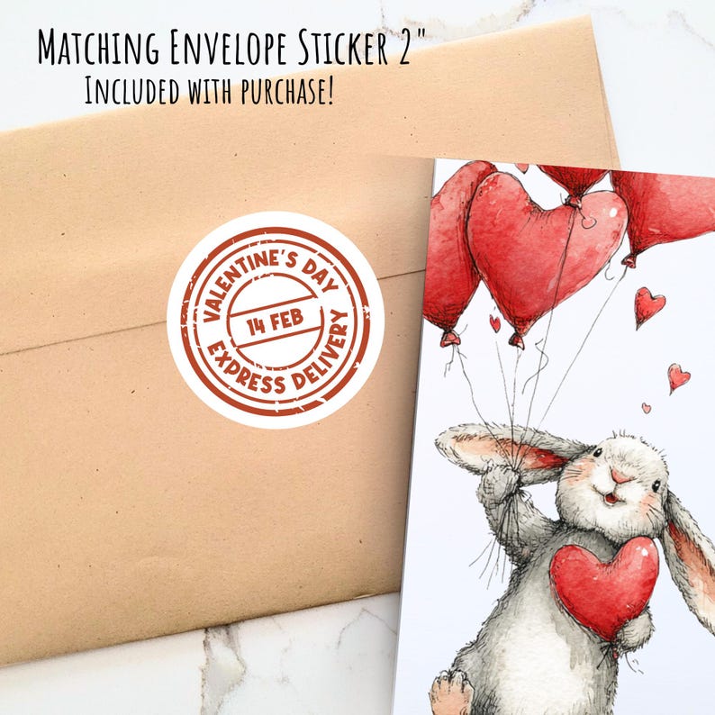 Bunny Valentines Day Card, Personalized - Etsy