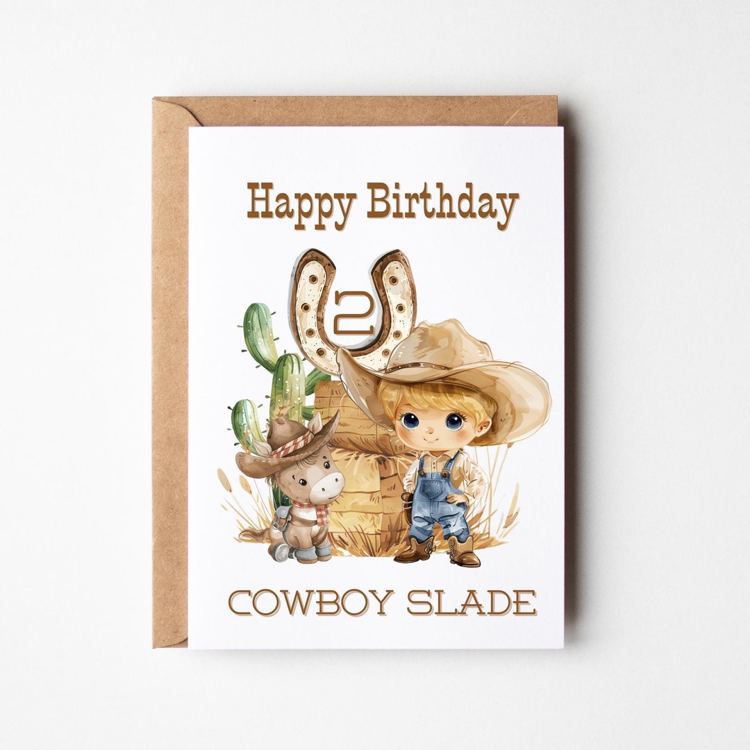 Western Cowboy Birthday Card, Personalized - Etsy