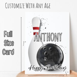 Bowling Birthday Card, Any Age, Bowling Ball, Bowling Card, Gift for ...