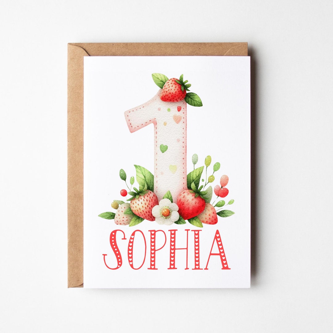 Berry First Birthday Card, 1st Birthday Card Personalized - Etsy