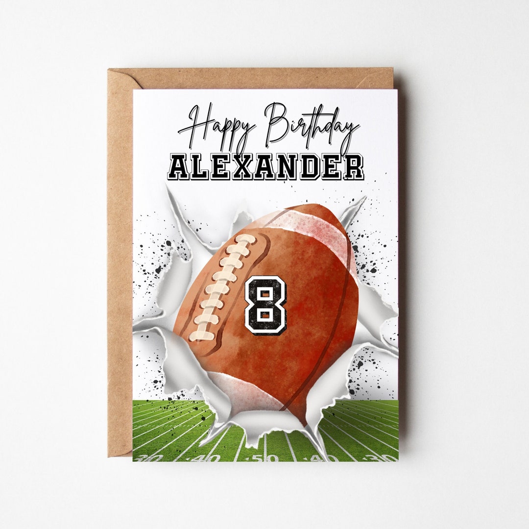Football Birthday Card, Personalize With ANY Age, Optional Inside ...