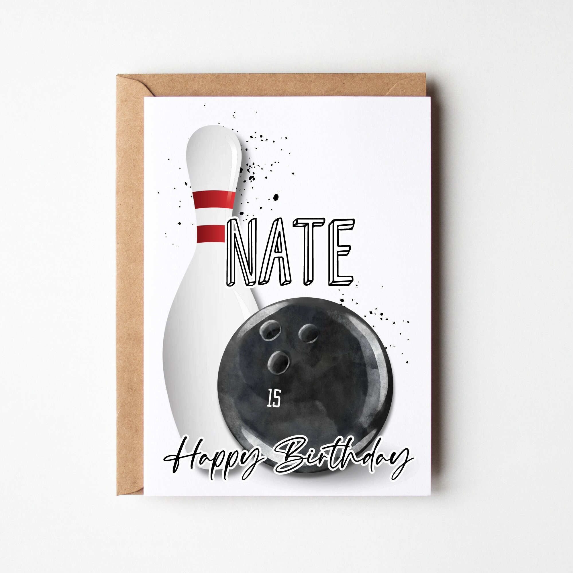 Bowling Birthday Card, ANY Age, Bowling Ball, Bowling Card, Gift for ...