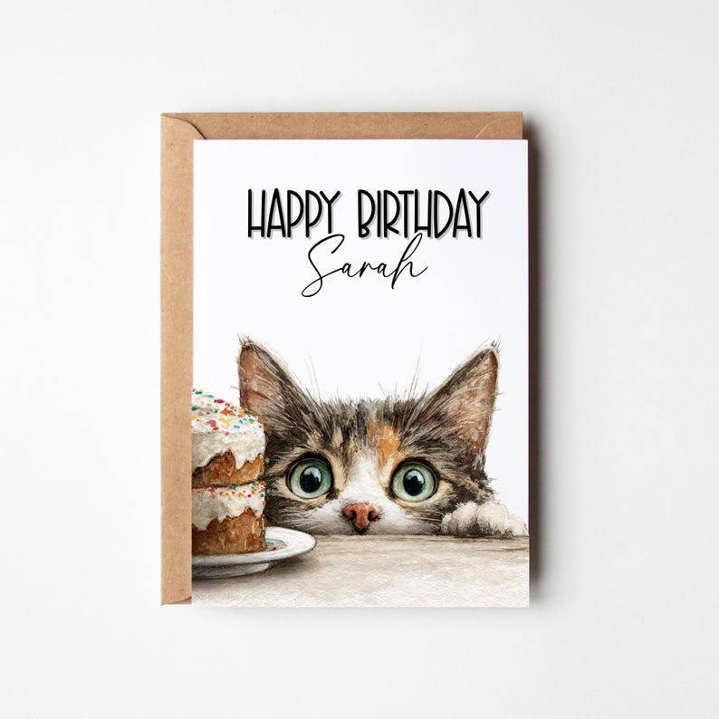 Kitten Birthday Card, Cat Card, Personalized - Etsy