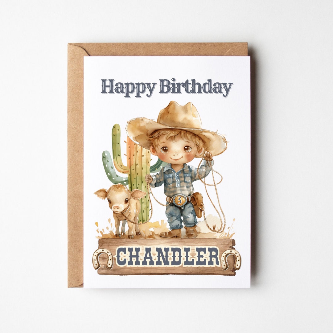 Rodeo Cowboy Birthday Card, Personalized - Etsy