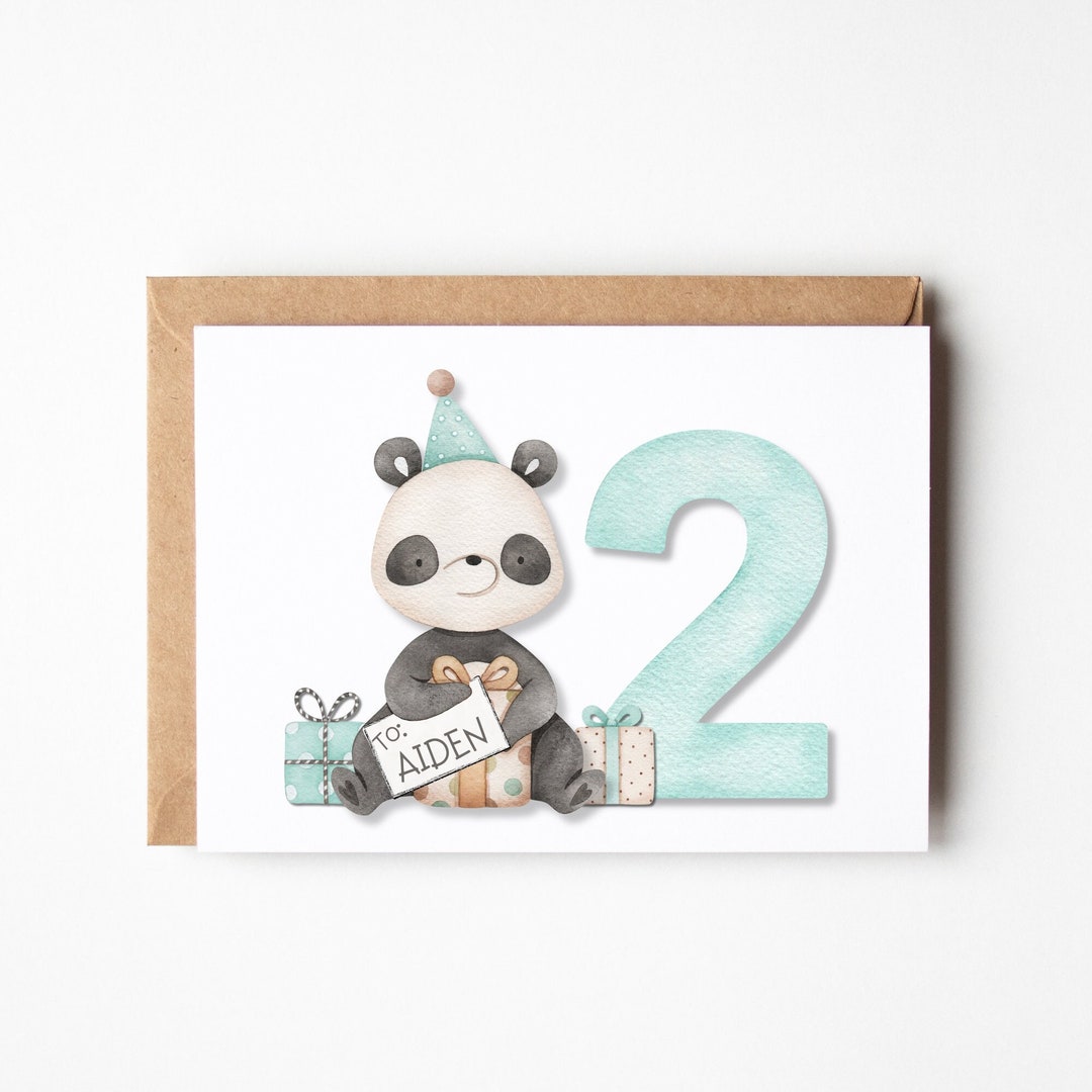 Panda Birthday Card, Personalize With ANY Age, Optional Inside Messages ...