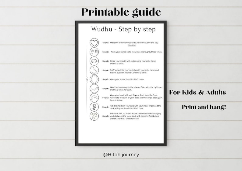 How to Wudhu Guide Printable Step-by-step Instructions for Adults and ...