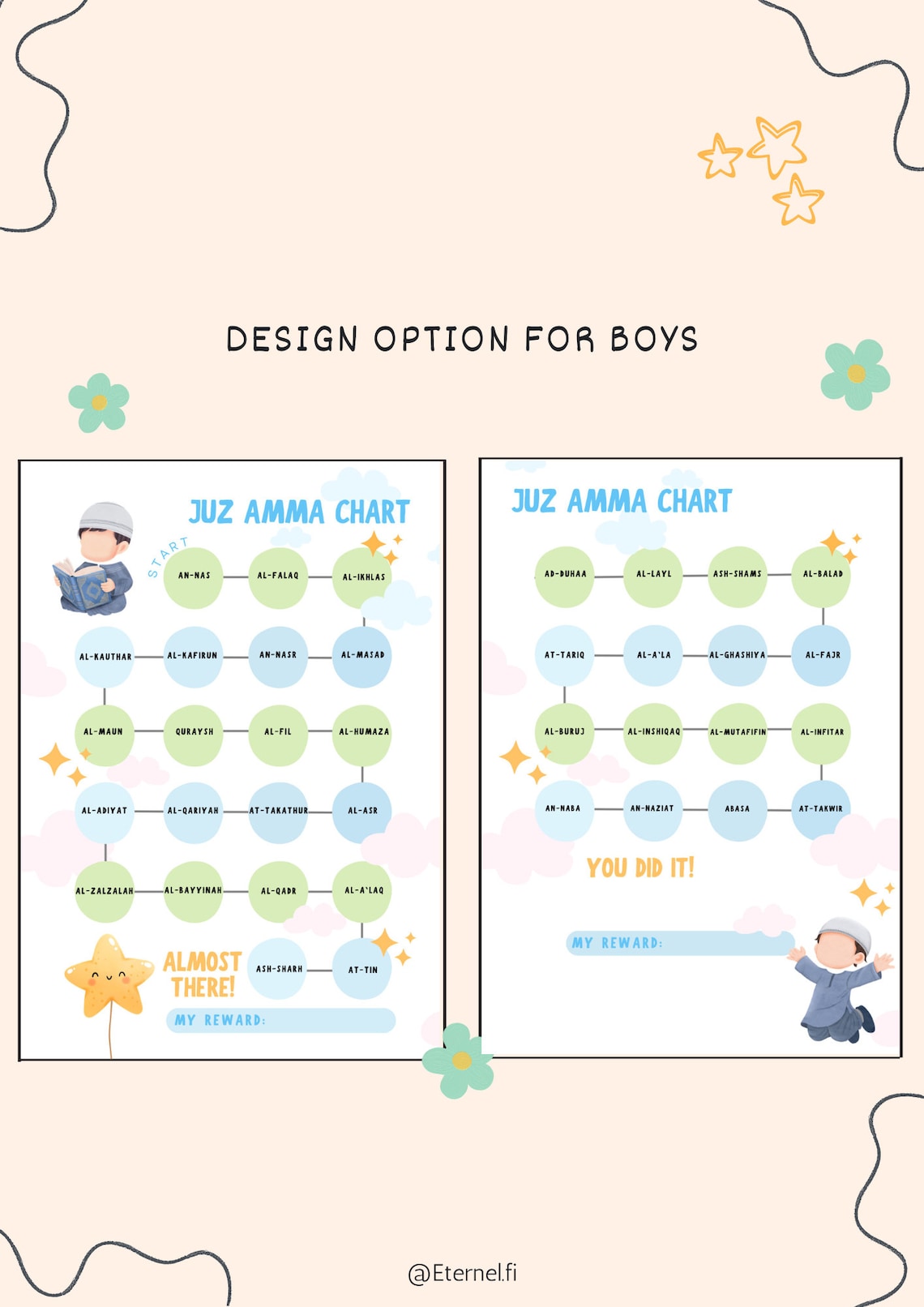 Islamic Reward Chart for Kids Quran Memorization Juz Amma Surahs ...
