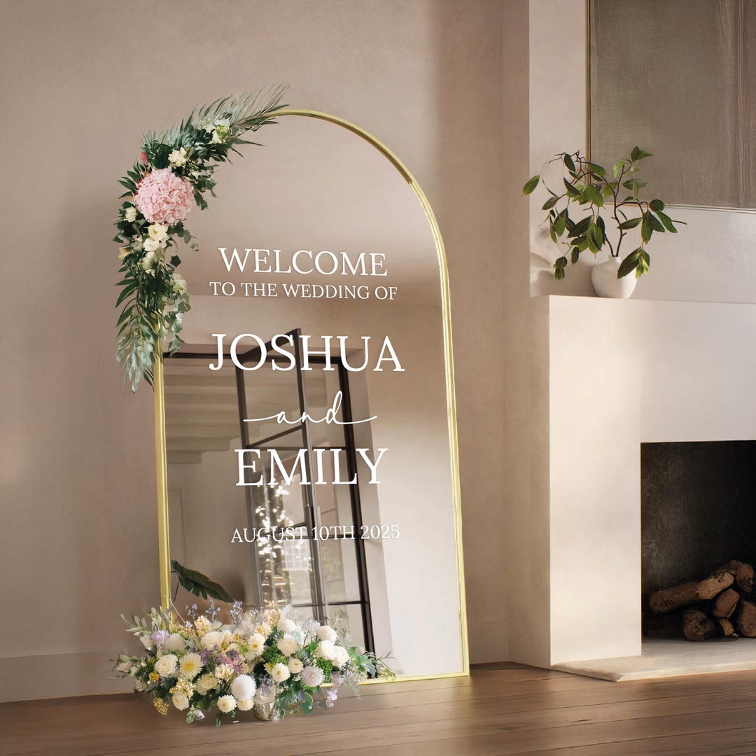 Personalised Wedding Mirror Decal. Custom Welcome Sign for Mirrors ...