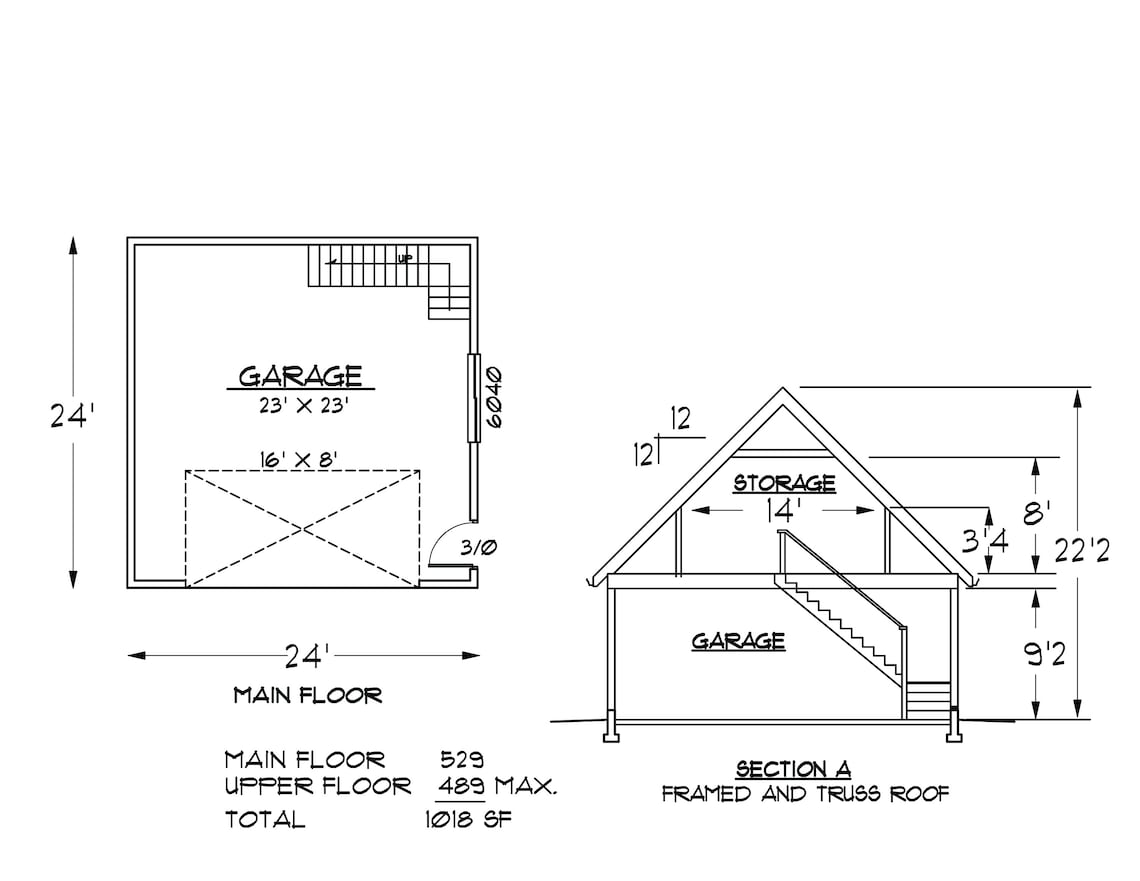 24' X 24' Detached, Two Car Garage With Loft, Including Floor Plans ...