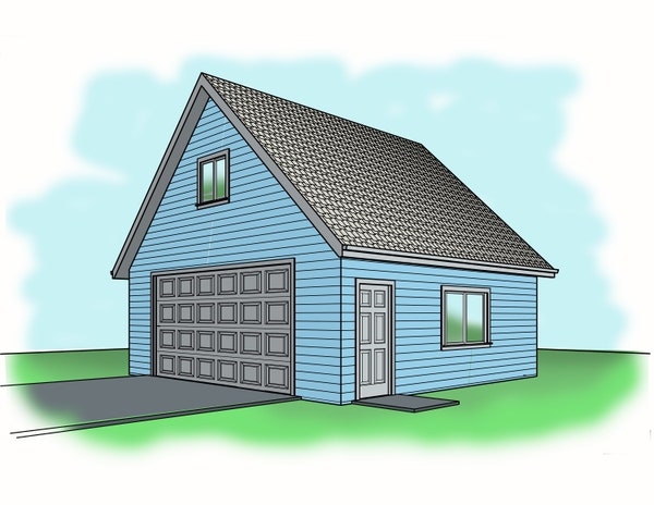 24'x36' Modern Garage Plans With Studio Apartments, 2 Car Architectural ...