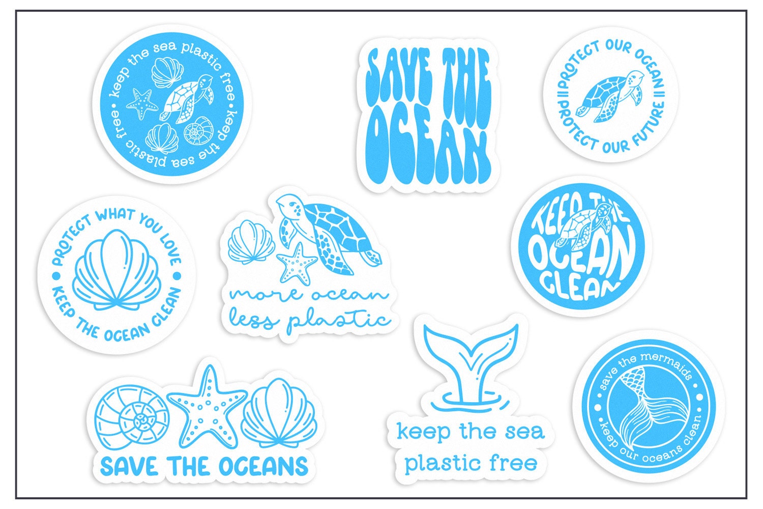 Save the Ocean Sticker Pack - Etsy