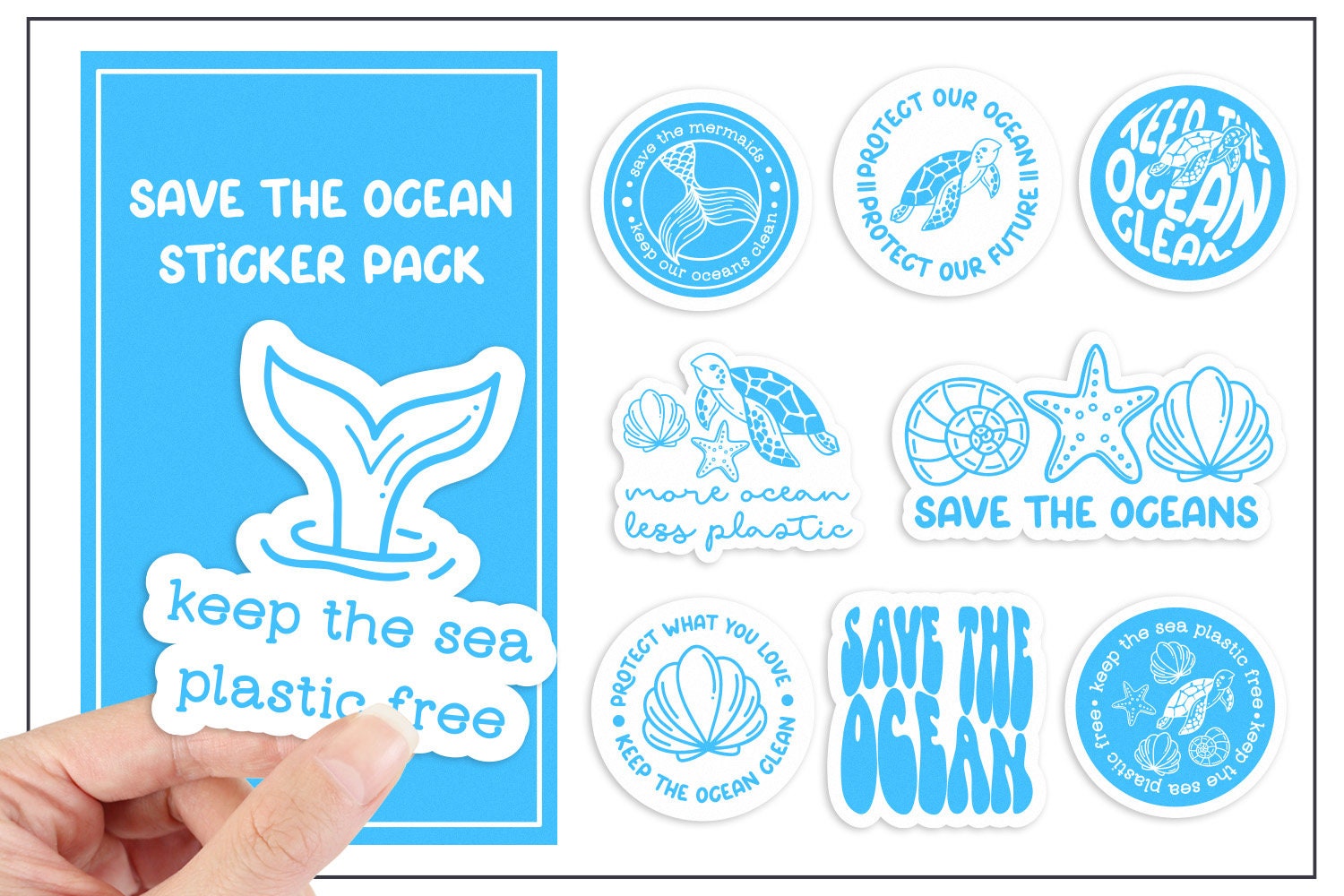 Save the Ocean Sticker Pack - Etsy