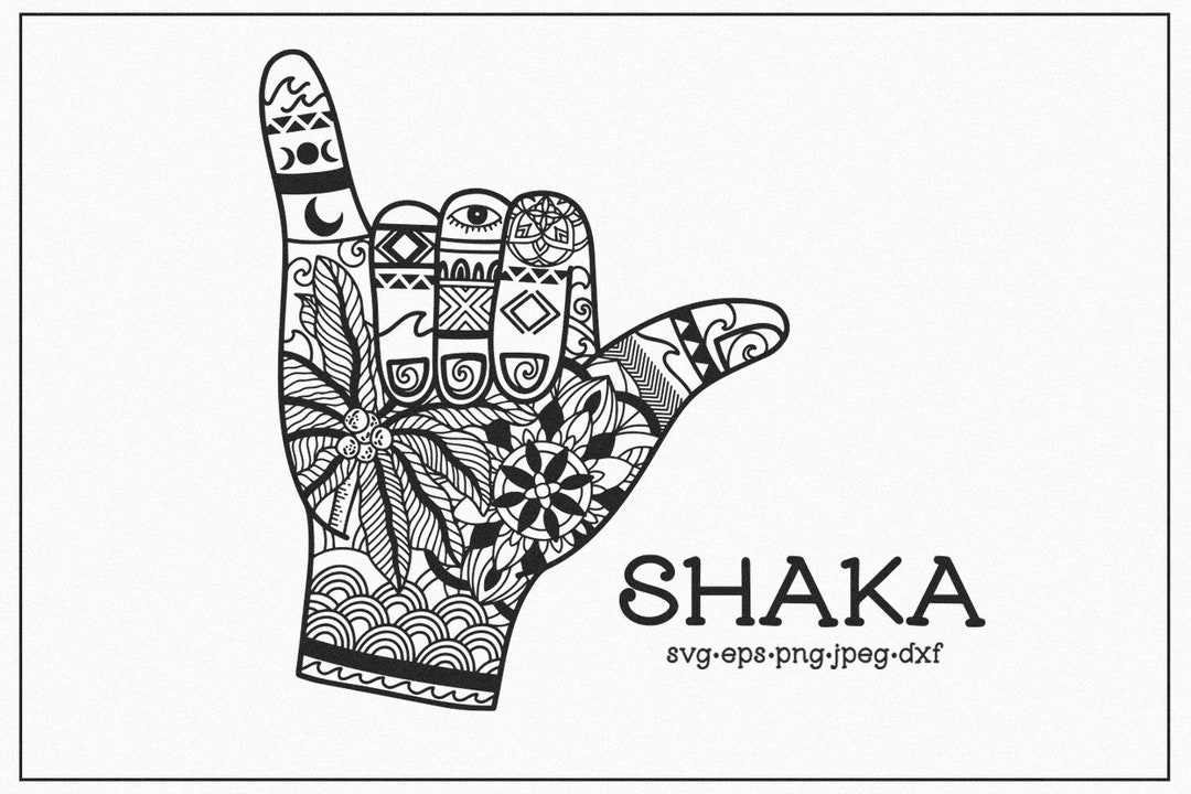 Shaka SVG Design. Ornament Shaka Designs - Etsy