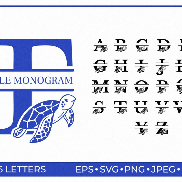 Turtle Monogram - Etsy