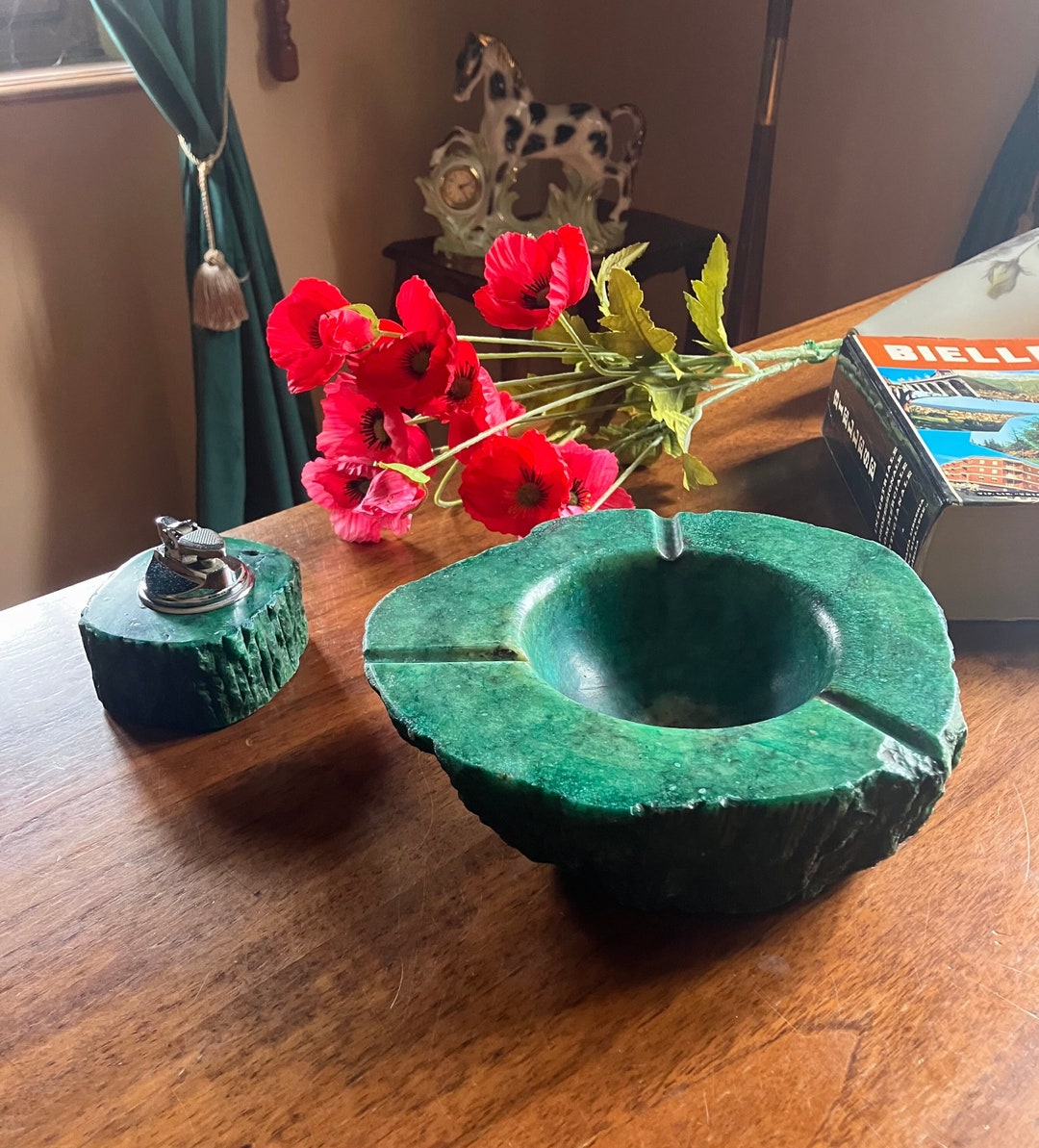 Vintage Emerald Green Alabaster Smoke Set - Etsy