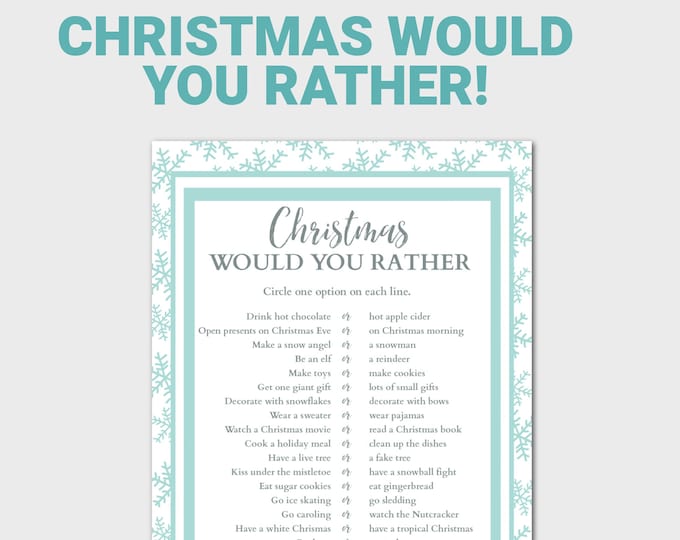 Kids Printable Christmas Would You Rather Game, Faith Based Activity ...