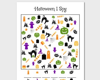 Halloween I Spy Activity Worksheet for Kids Counting Coloring - Etsy