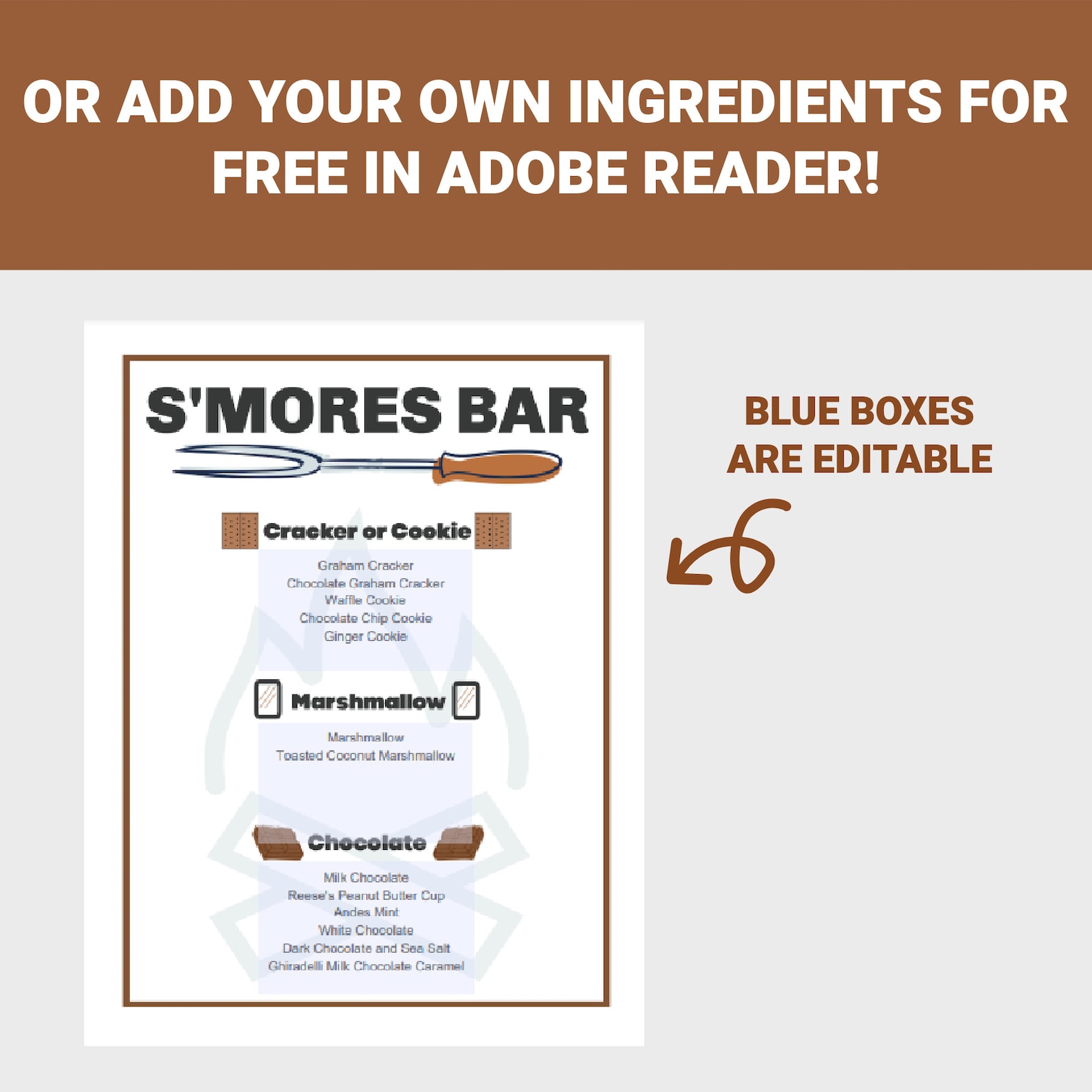 Smores Bar Sign, Smores Station, Smores Party, Editable Smores Sign - Etsy