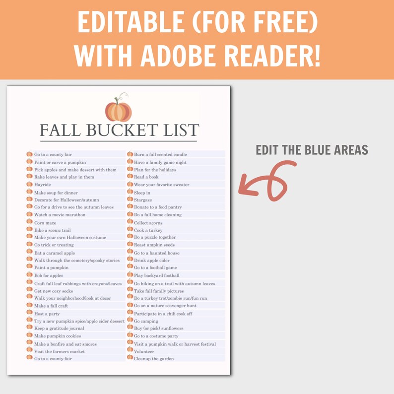 Editable Fall Bucket List, Fall Checklist, Family Family Activities ...