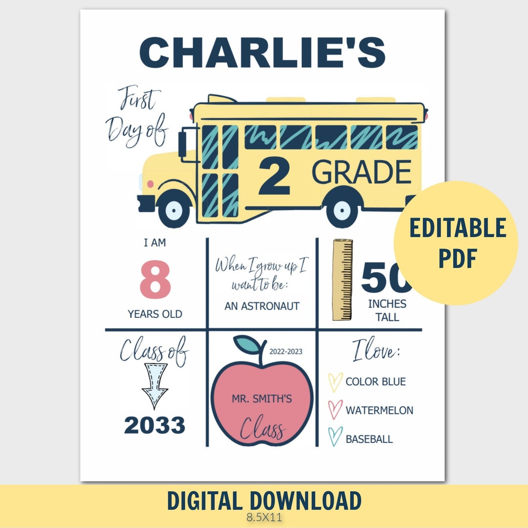 Back to School, Editable First Day of School Sign, Last Day of School ...