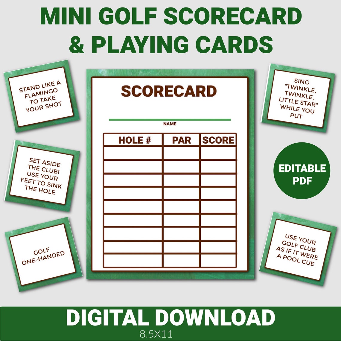 Editable Mini Golf Scorecard, Golf Party Scorecard, Golf Birthday, Golf ...
