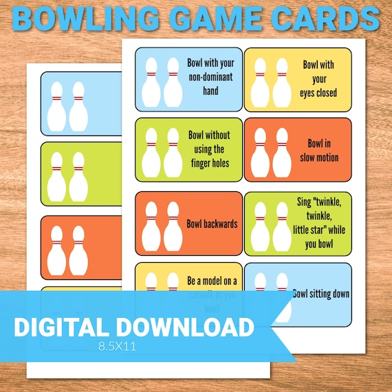 Printable Bowling Cards Bowling Party Activity Cards - Etsy