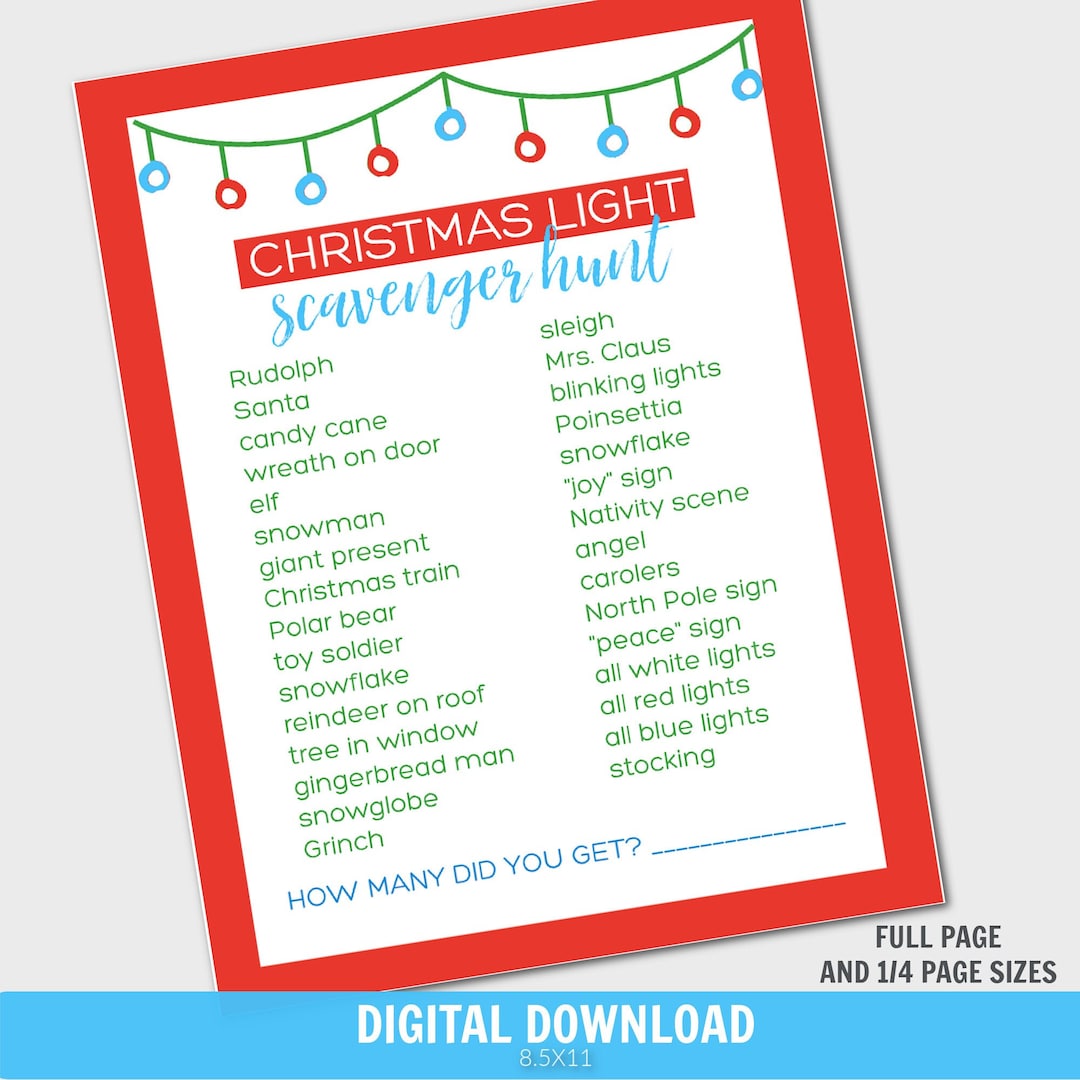Christmas Light Scavenger Hunt, Neighborhood Light Scavenger Hunt ...