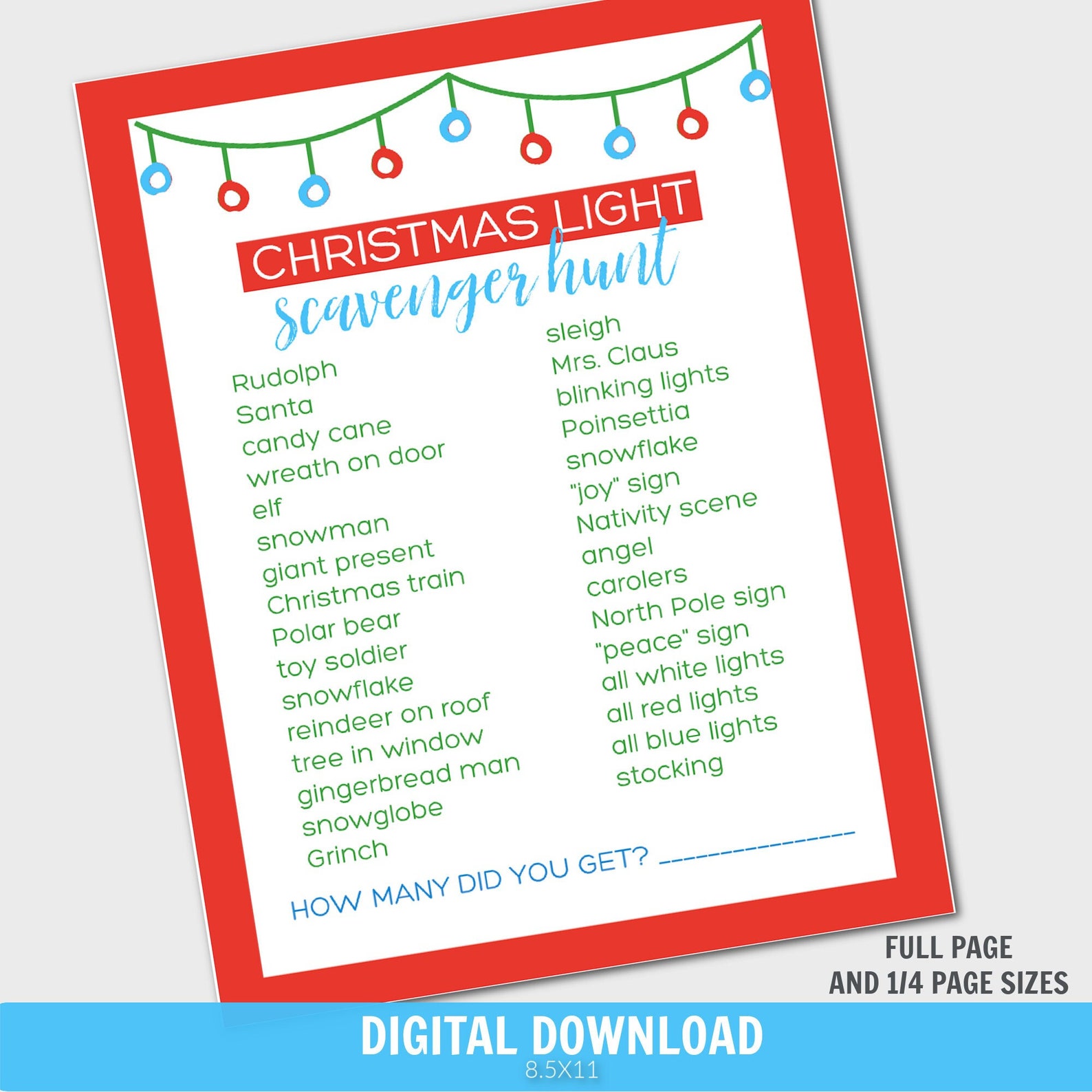 Christmas Light Scavenger Hunt, Neighborhood Light Scavenger Hunt ...