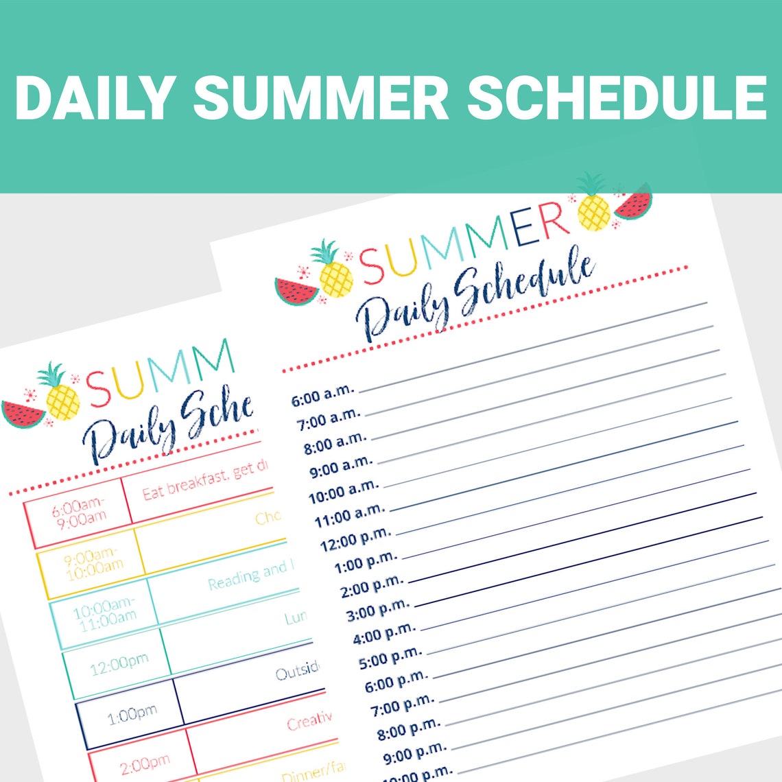 Kids Summer Schedule, Kids Schedule, Summer Calendar, Editable PDF ...