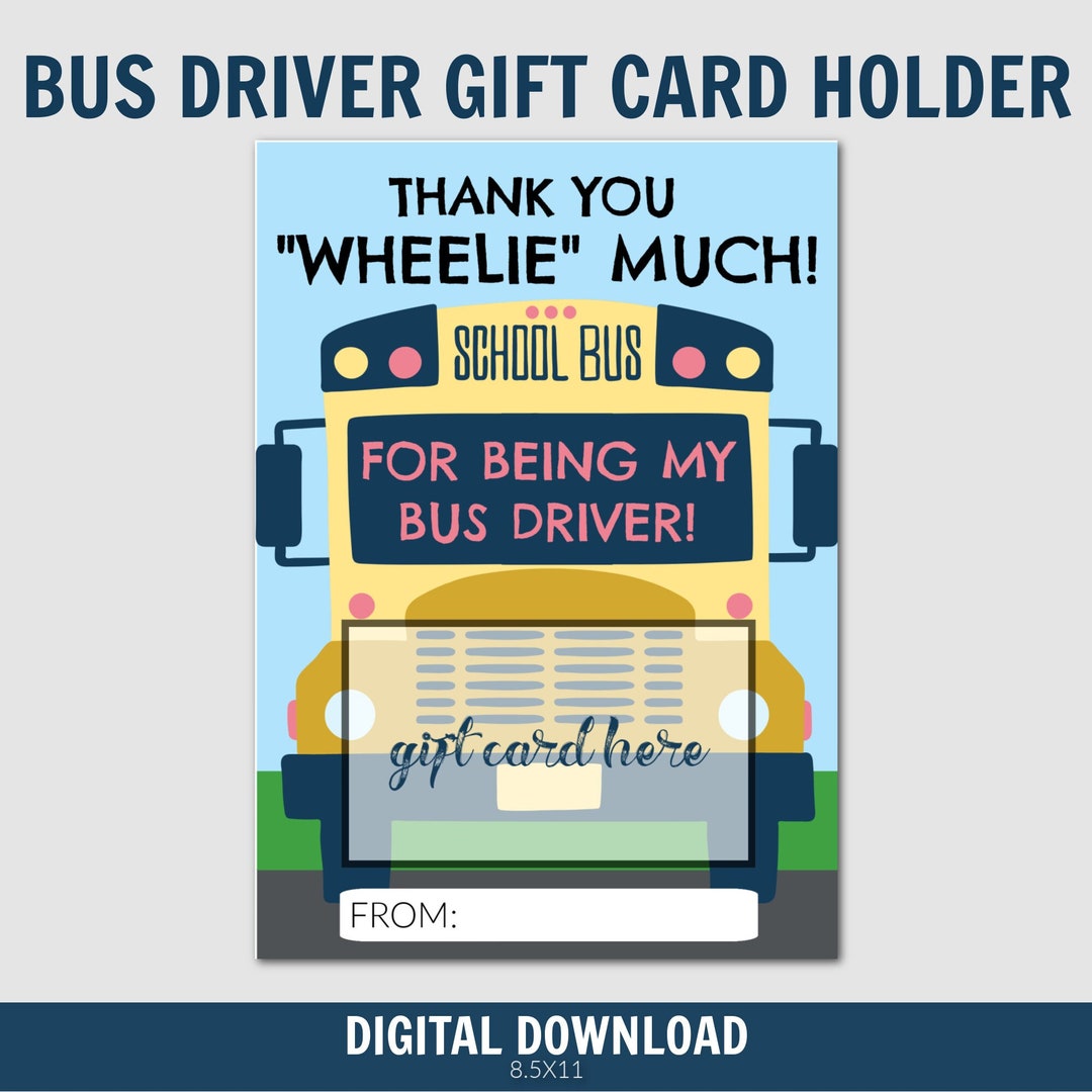 Bus Driver Gift Card Holder, Instant Download, Bus Driver Appreciation ...