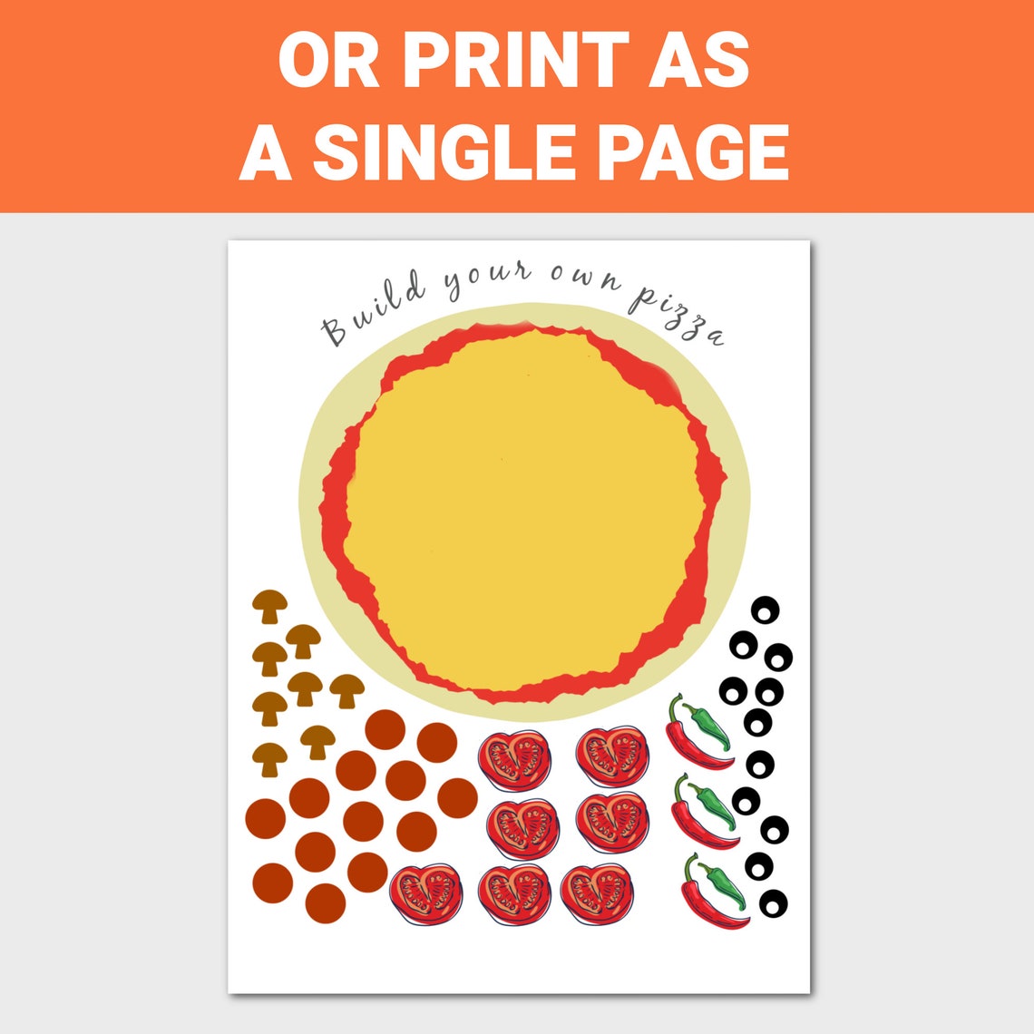 Printable Make Your Own Pizza Activity, Cut and Paste Printable, Pizza ...