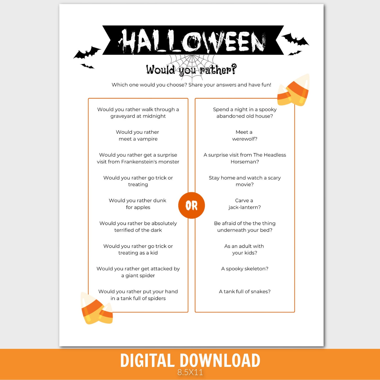 Halloween Would You Rather for Kids, Halloween Party Game, Halloween ...