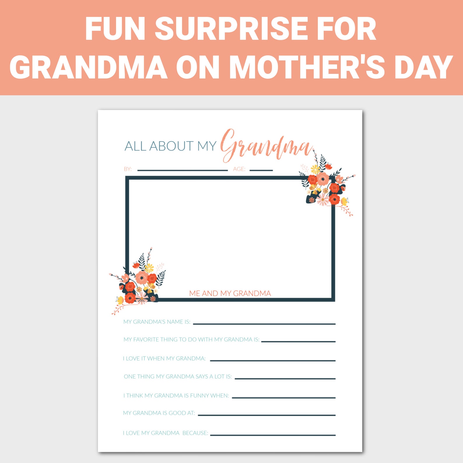 All About My Grandma, Mother's Day Printable, Mother's Day Activity ...