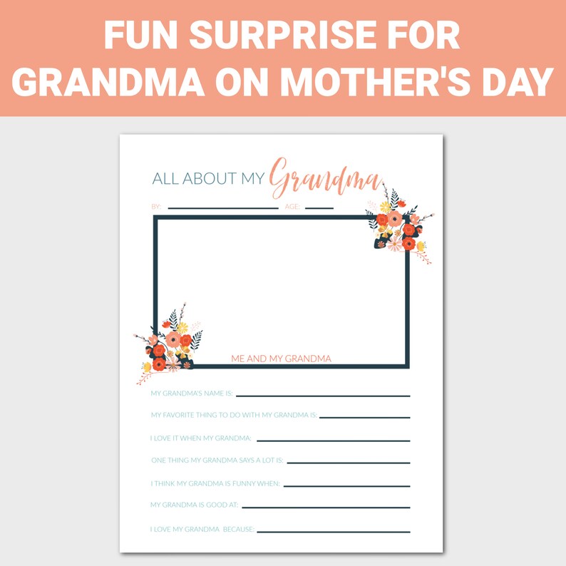 All About My Grandma, Mother's Day Printable, Mother's Day Activity ...